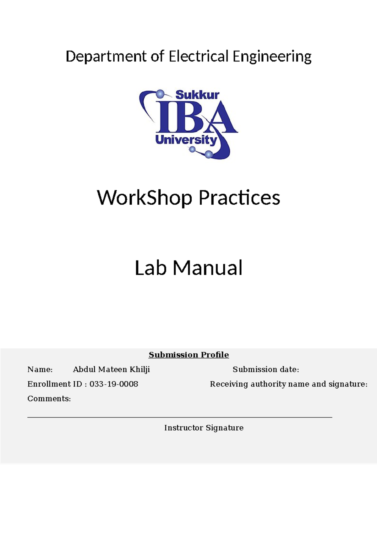 physics and workshop base files - Department of Electrical Engineering WorkShop Practices Lab ...