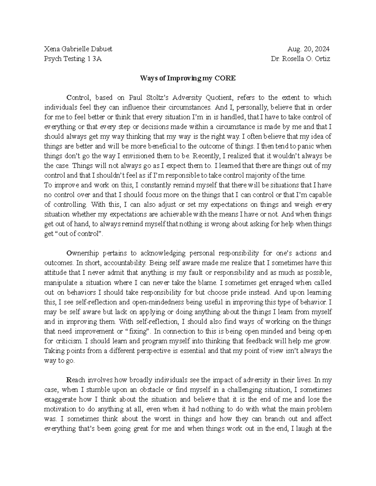 Testing CORE insight - essay on ways of improving CORE when faced with ...