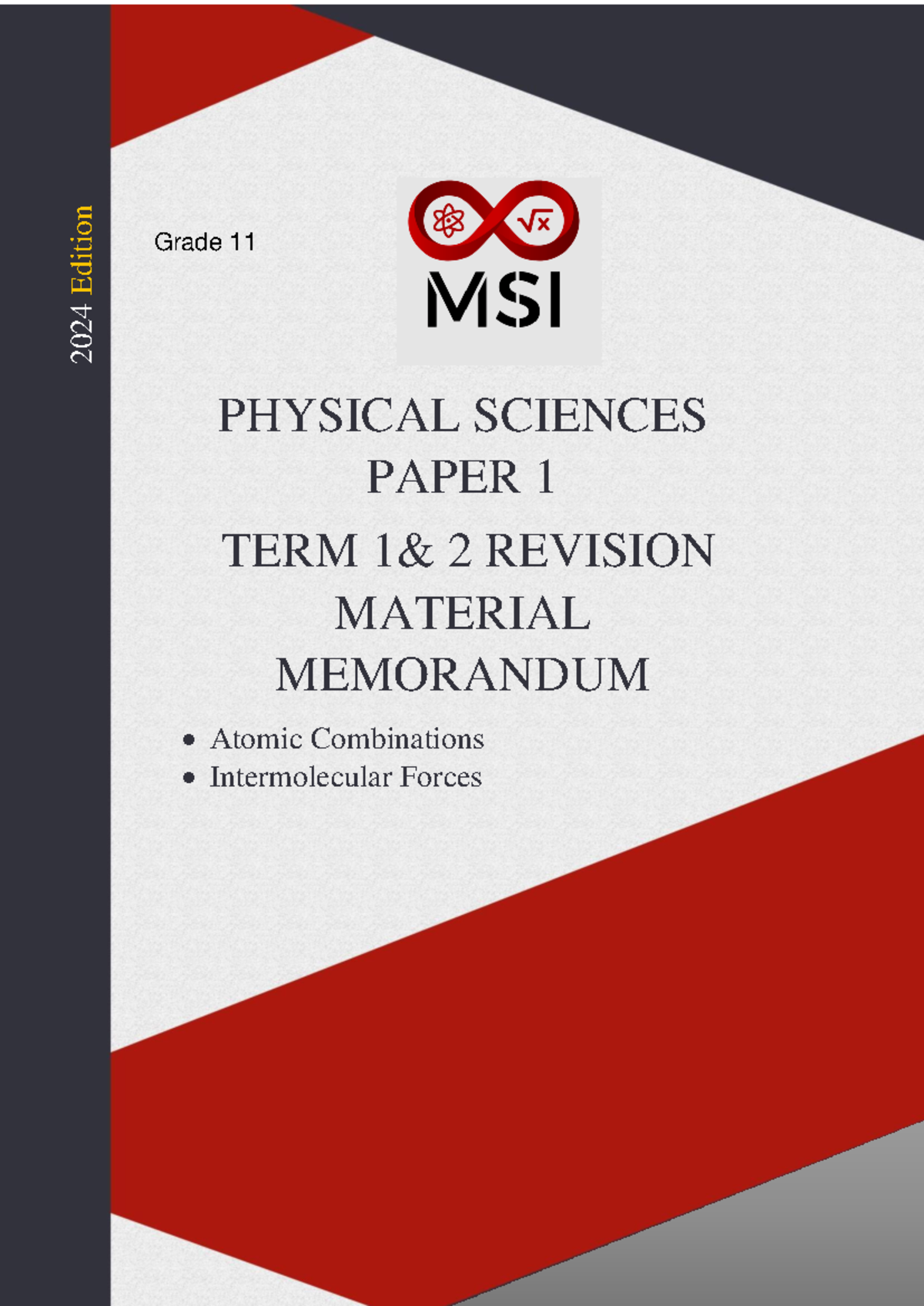 Life orientation - Grade 1 1 PHYSICAL SCIENCES PAPER 1 TERM 1& 2 ...