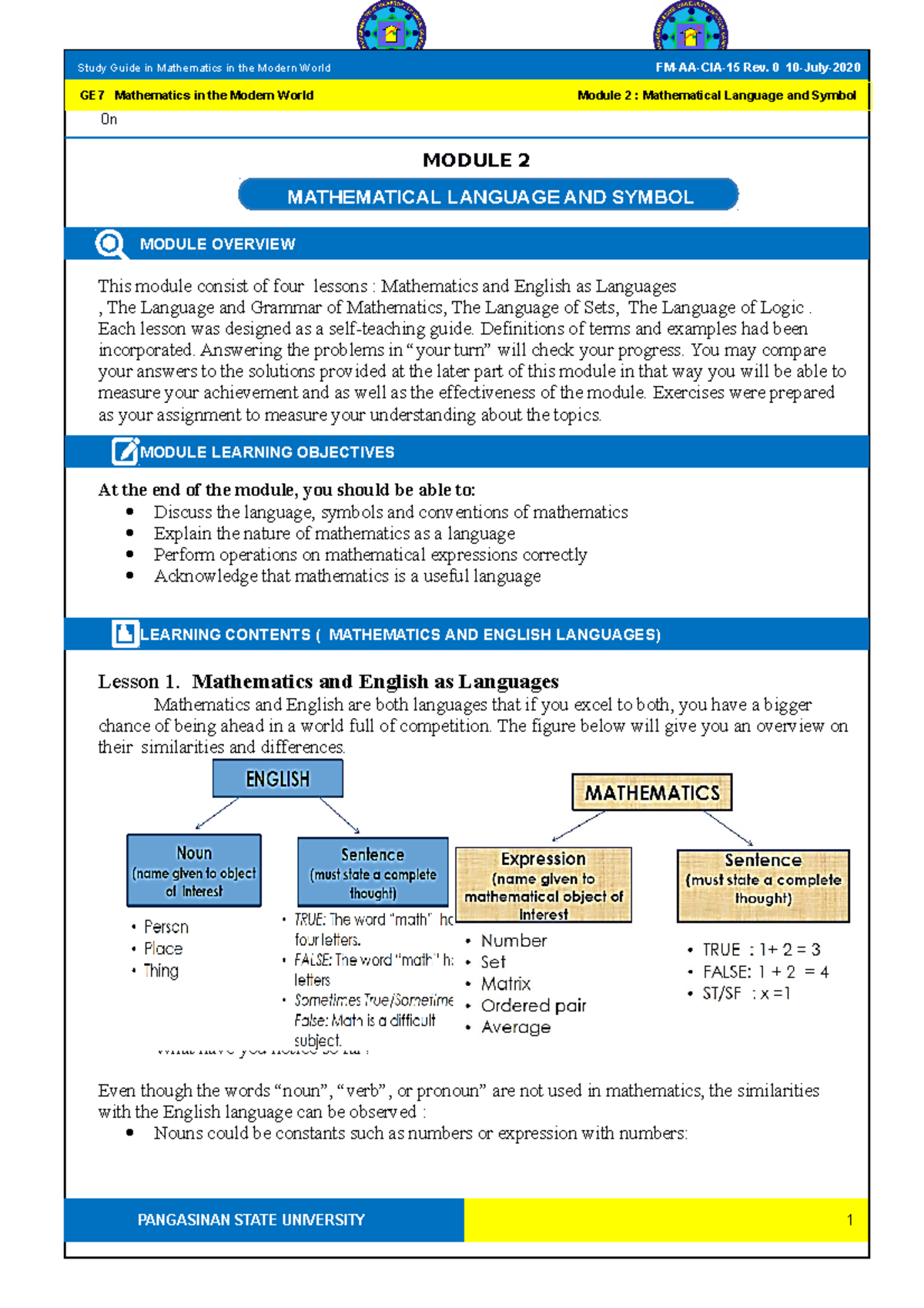 MMWModule- Chapter 2 - Notes - 0n MODULE 2 MODULE OVERVIEW This module ...