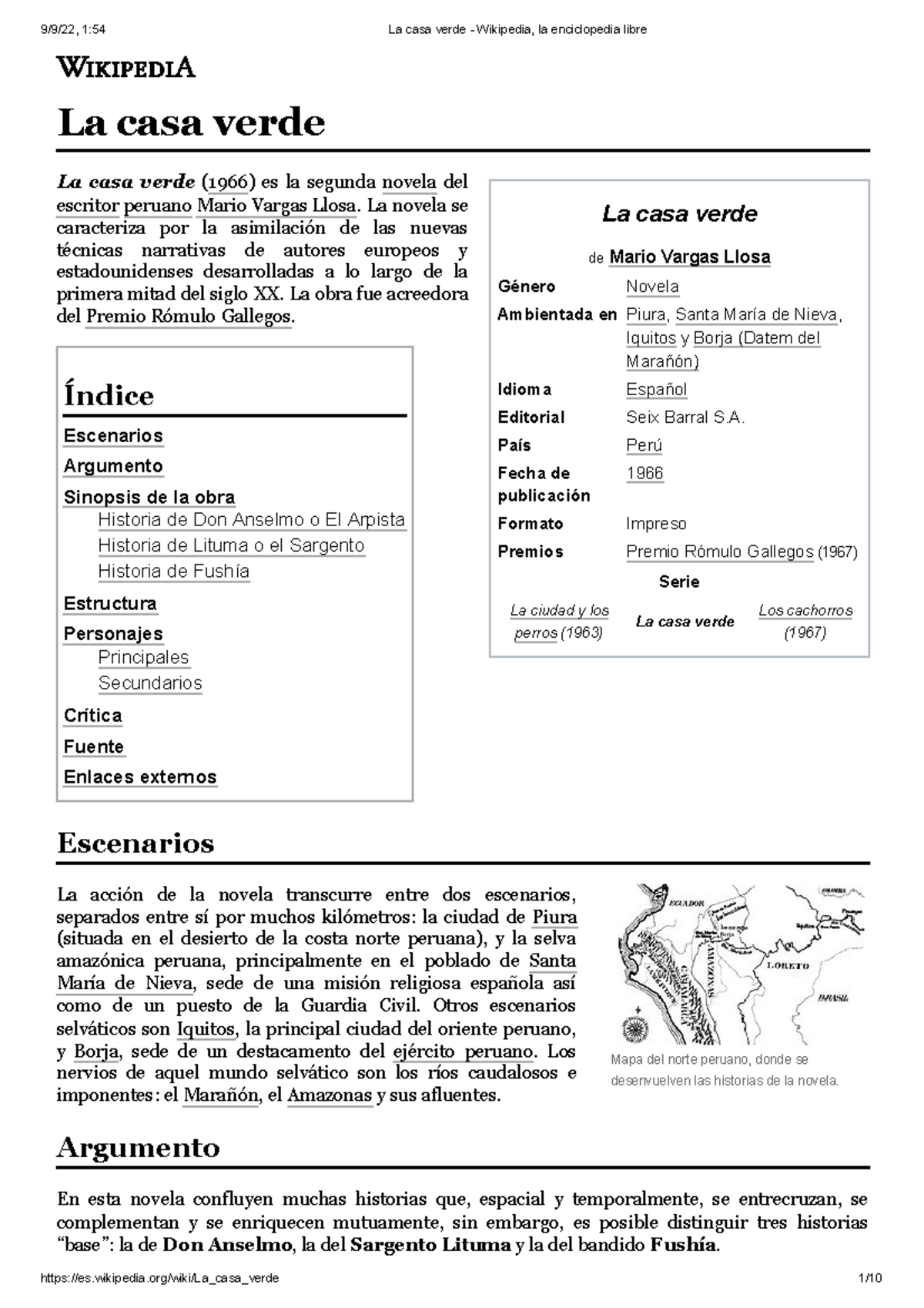 La casa verde - Wikipedia, la enciclopedia libre - La casa verde de Mario Vargas Llosa Género ...