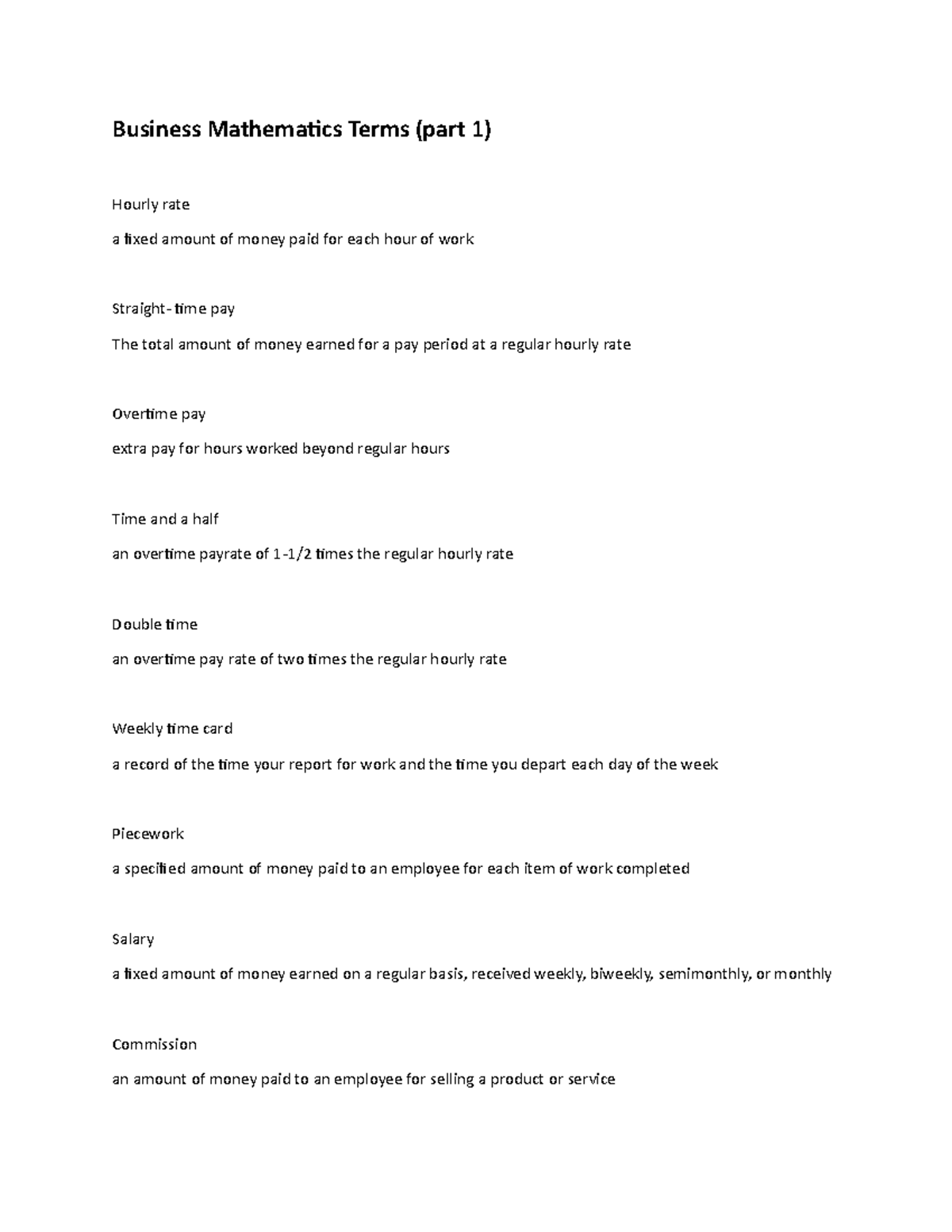 Business Mathematics Terms 1 - Studocu