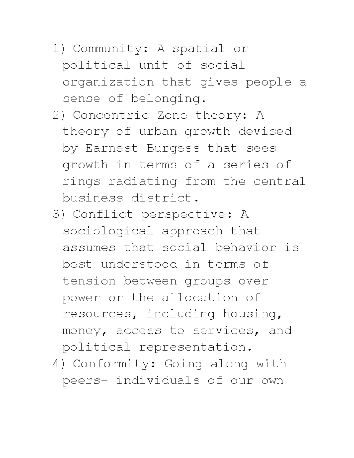 Vocab 3 - notes - Community: A spatial or political unit of social ...