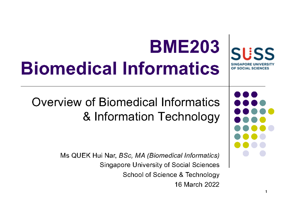 Seminar 1 - Overview of BMI and IT - BME Biomedical Informatics ...