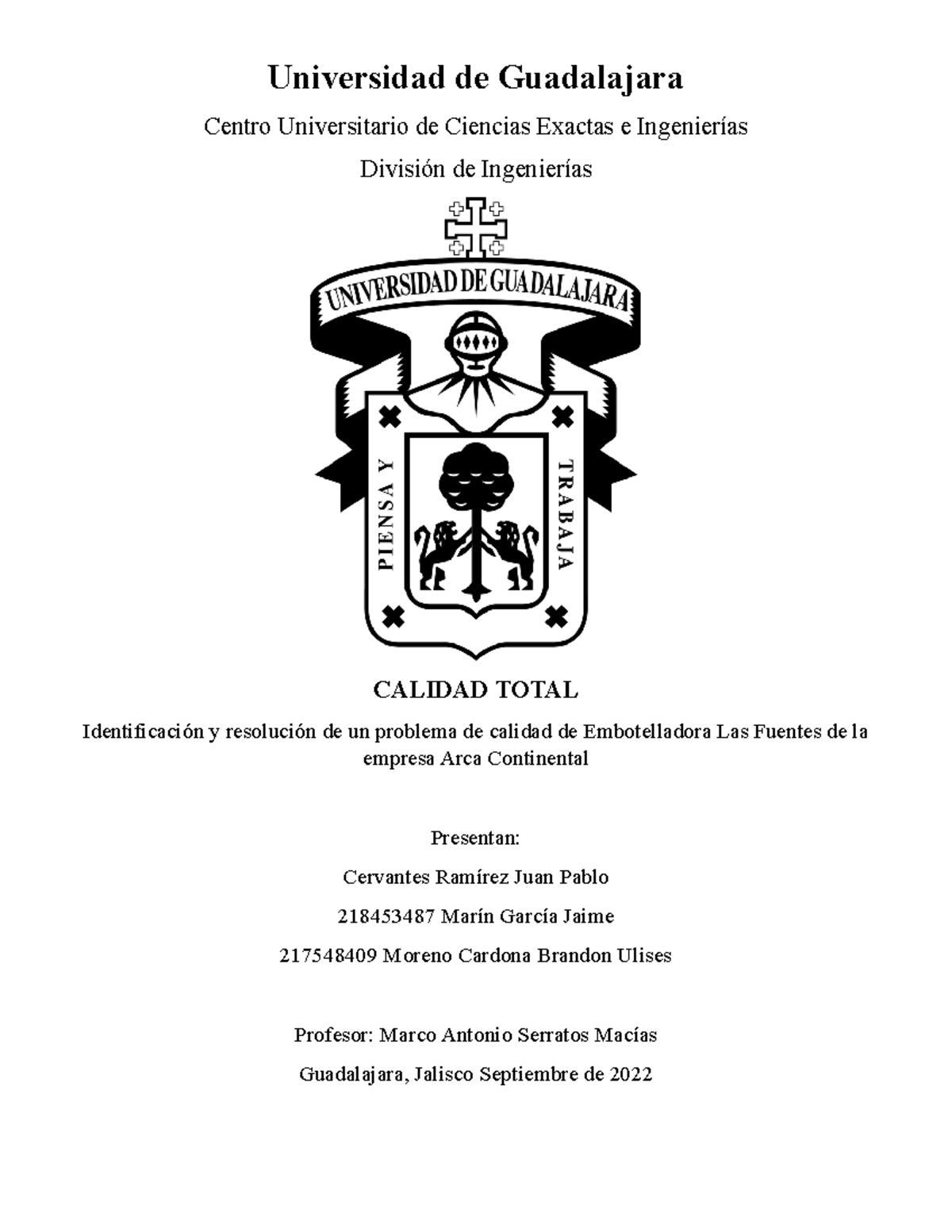 Primer avance CT Equipo Y mi titulo - Universidad de Guadalajara Centro ...