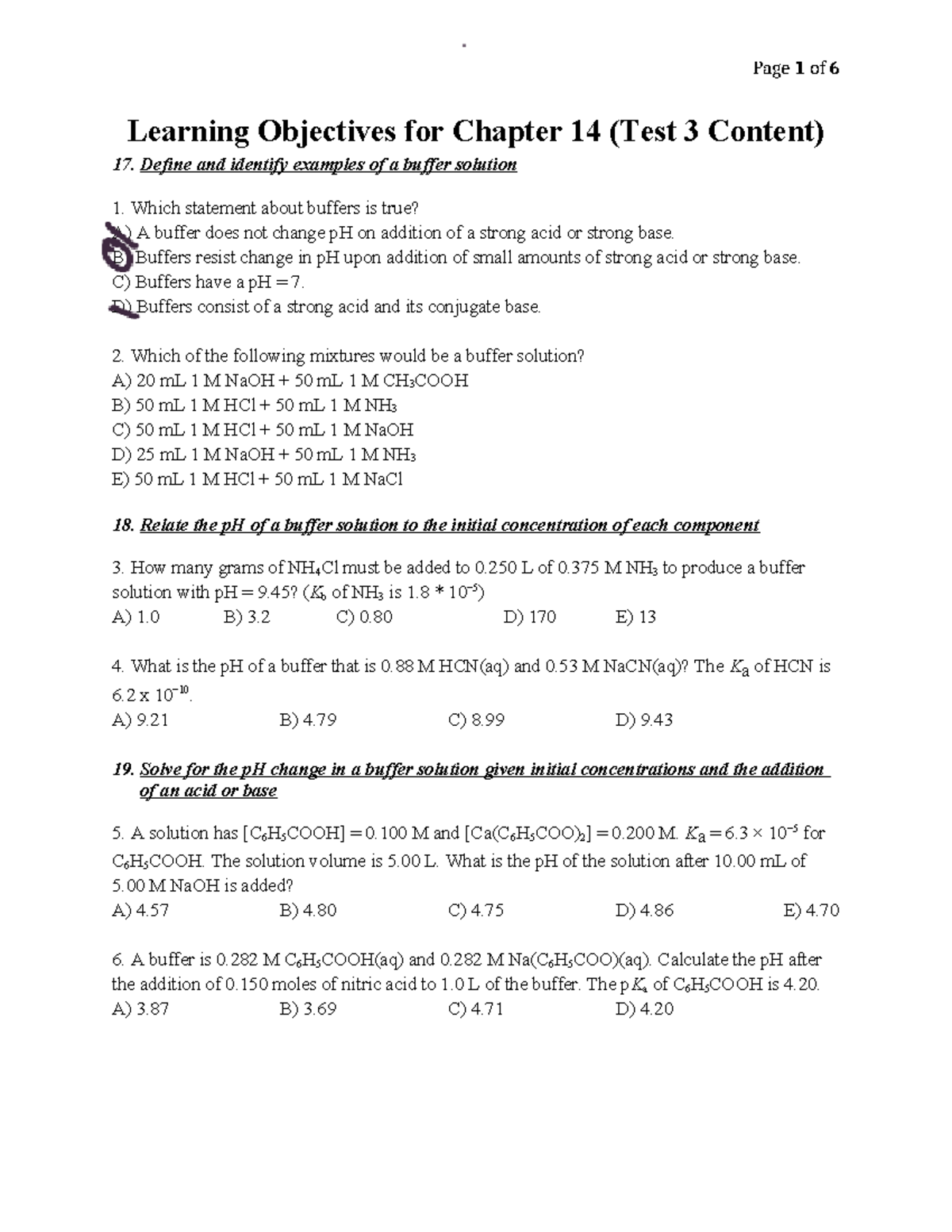 Chapter 14 test 3 version 1 - Learning Objectives for Chapter 14 (Test ...
