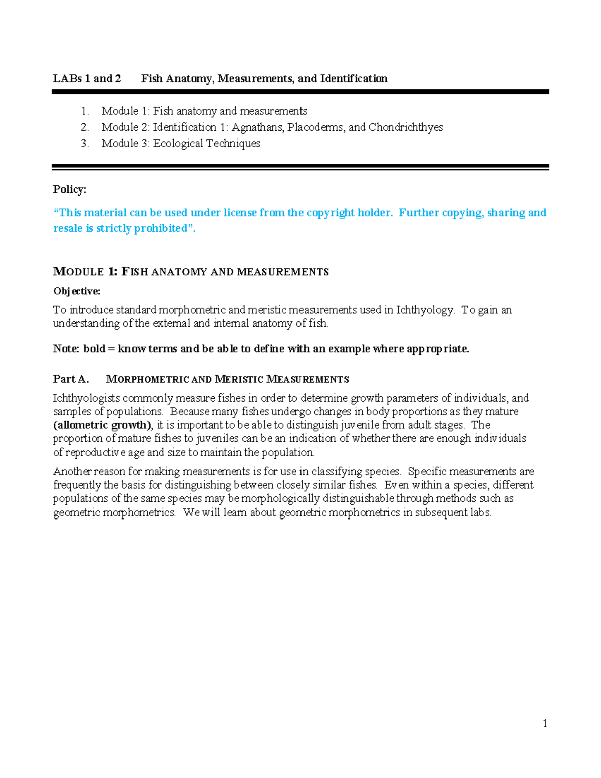 Labs 1 & 2 2022 - Lab 1 and 2 assignment - LABs 1 and 2 Fish Anatomy ...