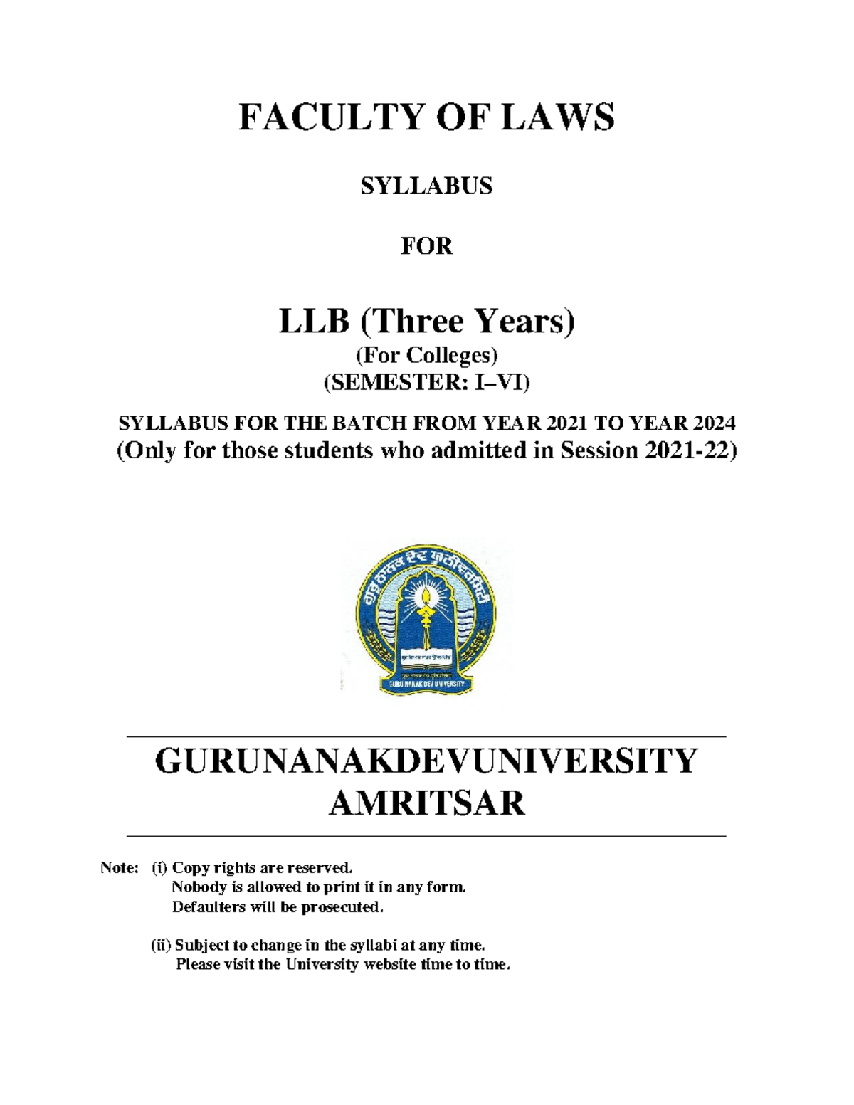 2021-20221008 BP2840 - FACULTY OF LAWS SYLLABUS FOR LLB (Three Years ...