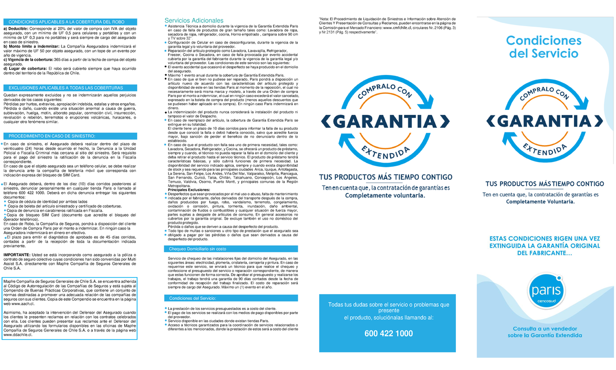 Garantias-extendidas - Chequeo Domiciliario sin costo Condiciones del Servicio: TUS PRODUCTOS ...