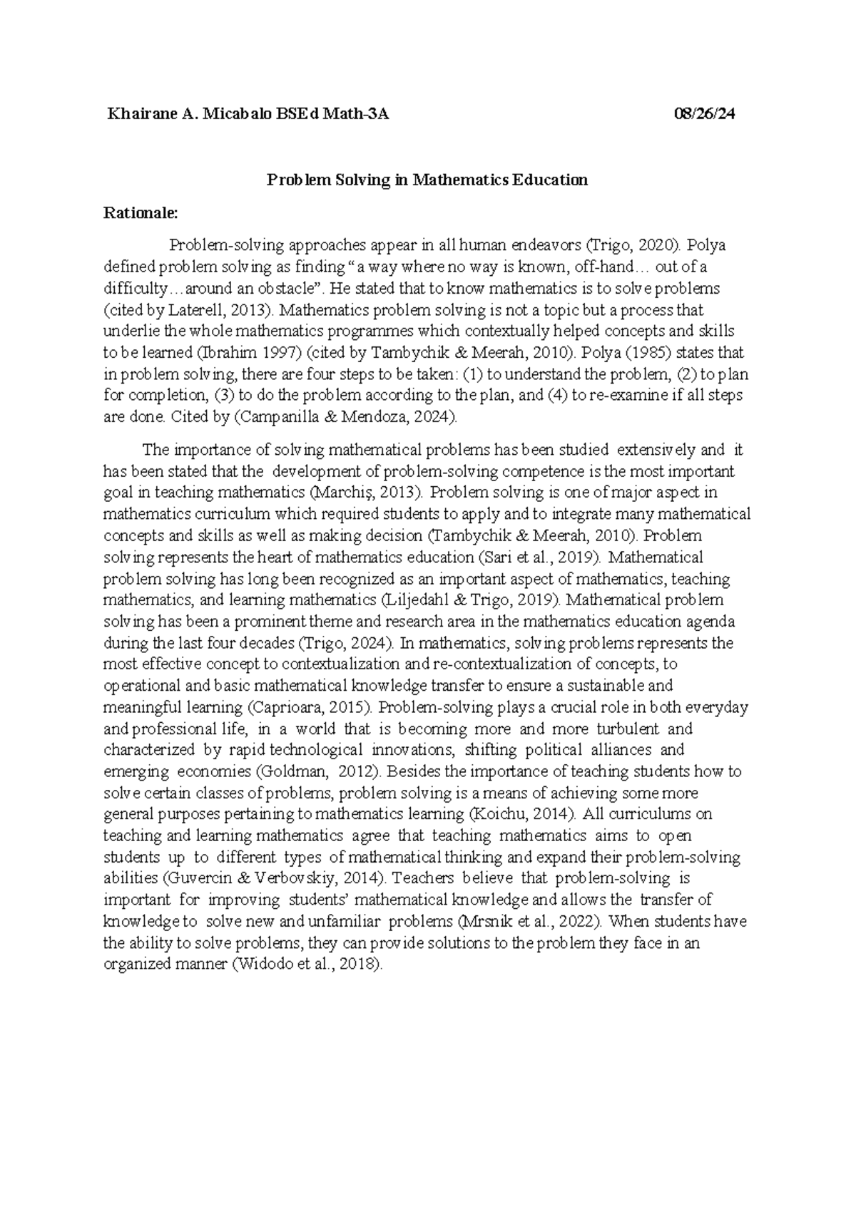 MINI Systematic Review - Khairane A. Micabalo BSEd Math-3A 08/26 ...