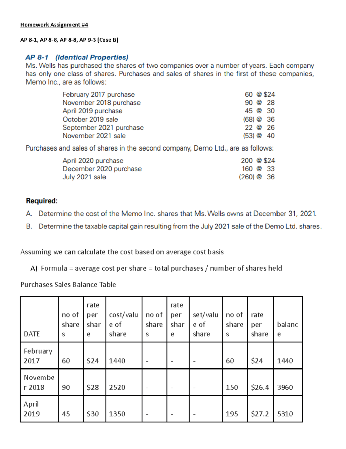 Homework Assignment 4 COMM 355 - Homework Assignment # AP 8-1, AP 8-6 ...