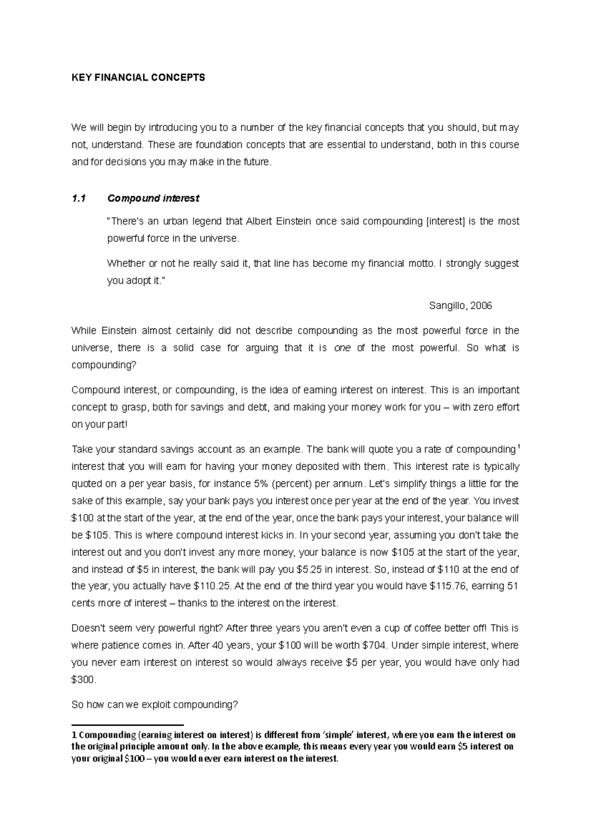 Notes - Basic Financial Concepts - KEY FINANCIAL CONCEPTS We will begin ...