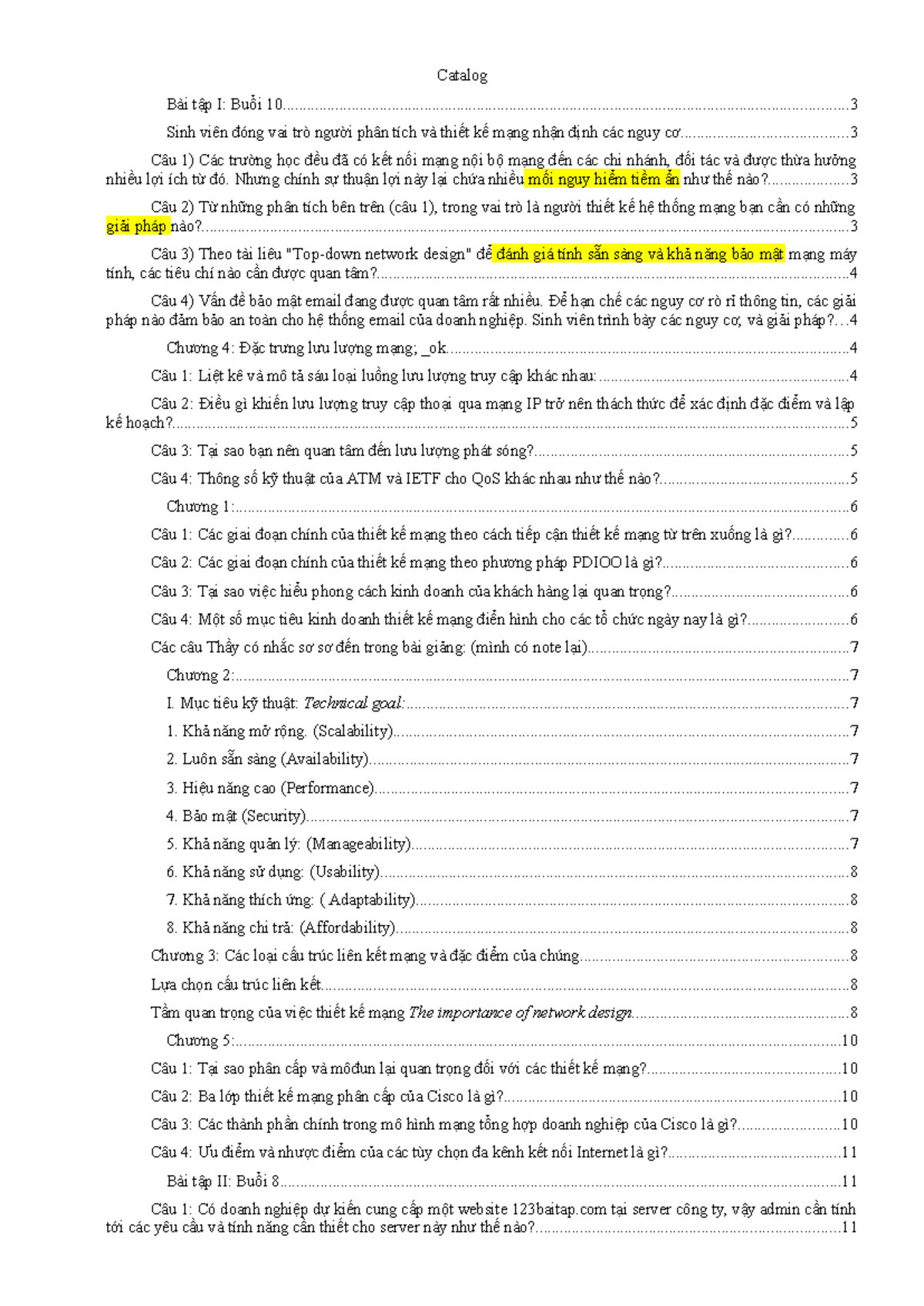 On tap CK Huy - aaa - Catalog - Bài tập I: Buổi - Studocu