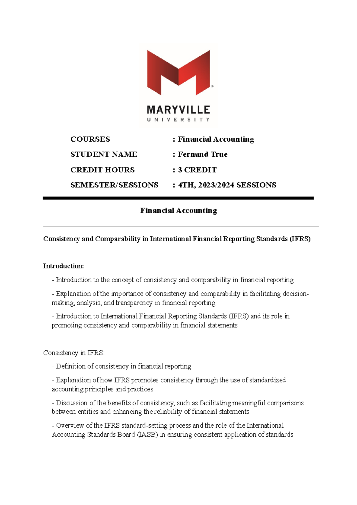 Consistency and Comparability in International Financial Reporting ...