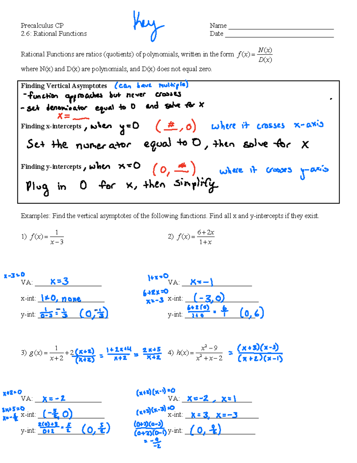 2.6 Notes KEY 22-23 - Precalculus CP Name ...