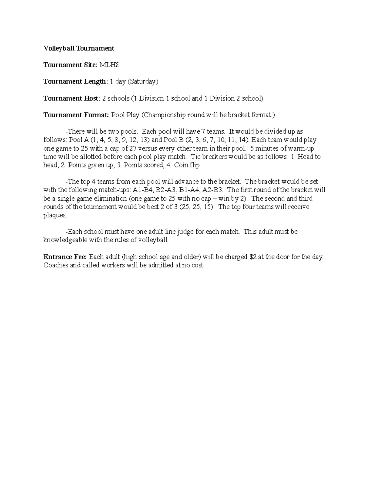 2011 volleyballtournamentformat - Volleyball Tournament Tournament Site ...