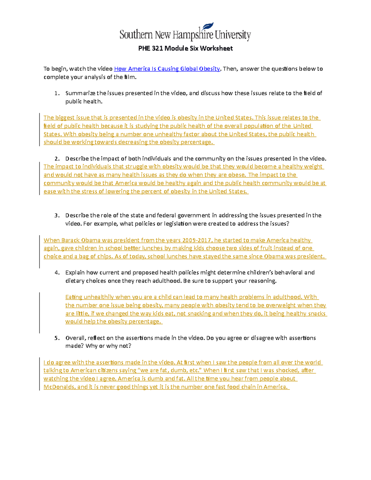 Module 6 worksheet (public Health) - PHE 321 Module Six Worksheet To ...