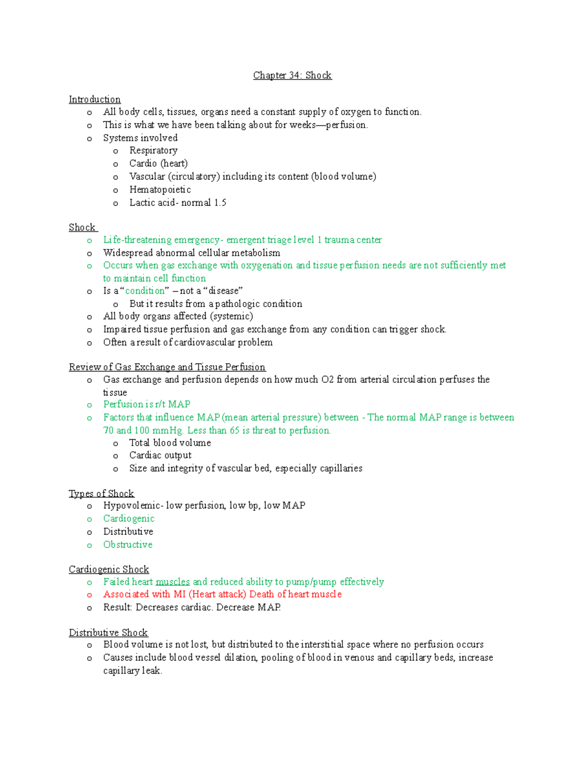 Chapter 34 - Medical Surgical Nursing 1-Various types of shock ...