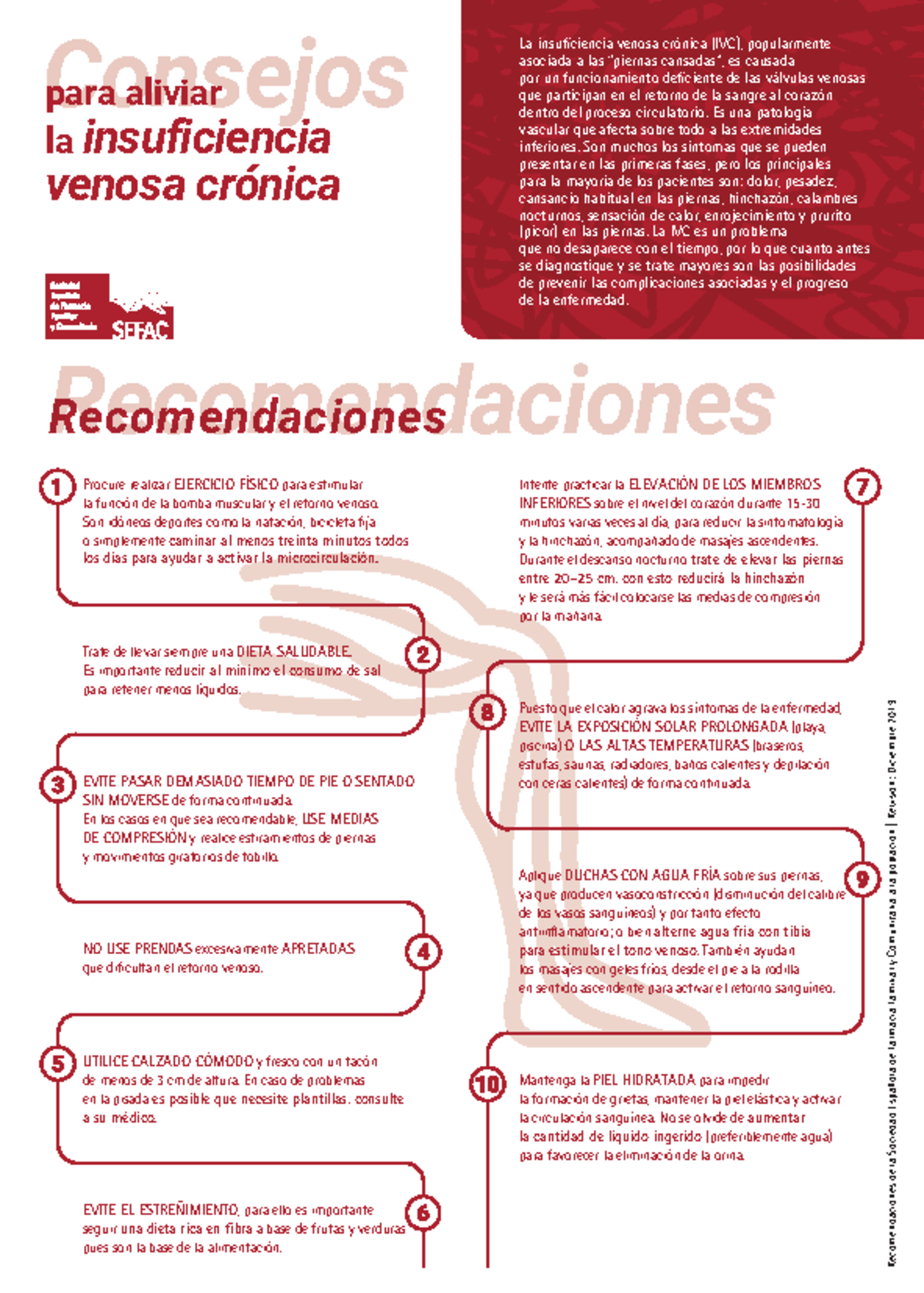 SEF Ficha Insuficiencia Venosa 2019 DEF - Consejos Procure realizar EJERCICIO FÍSICO para ...
