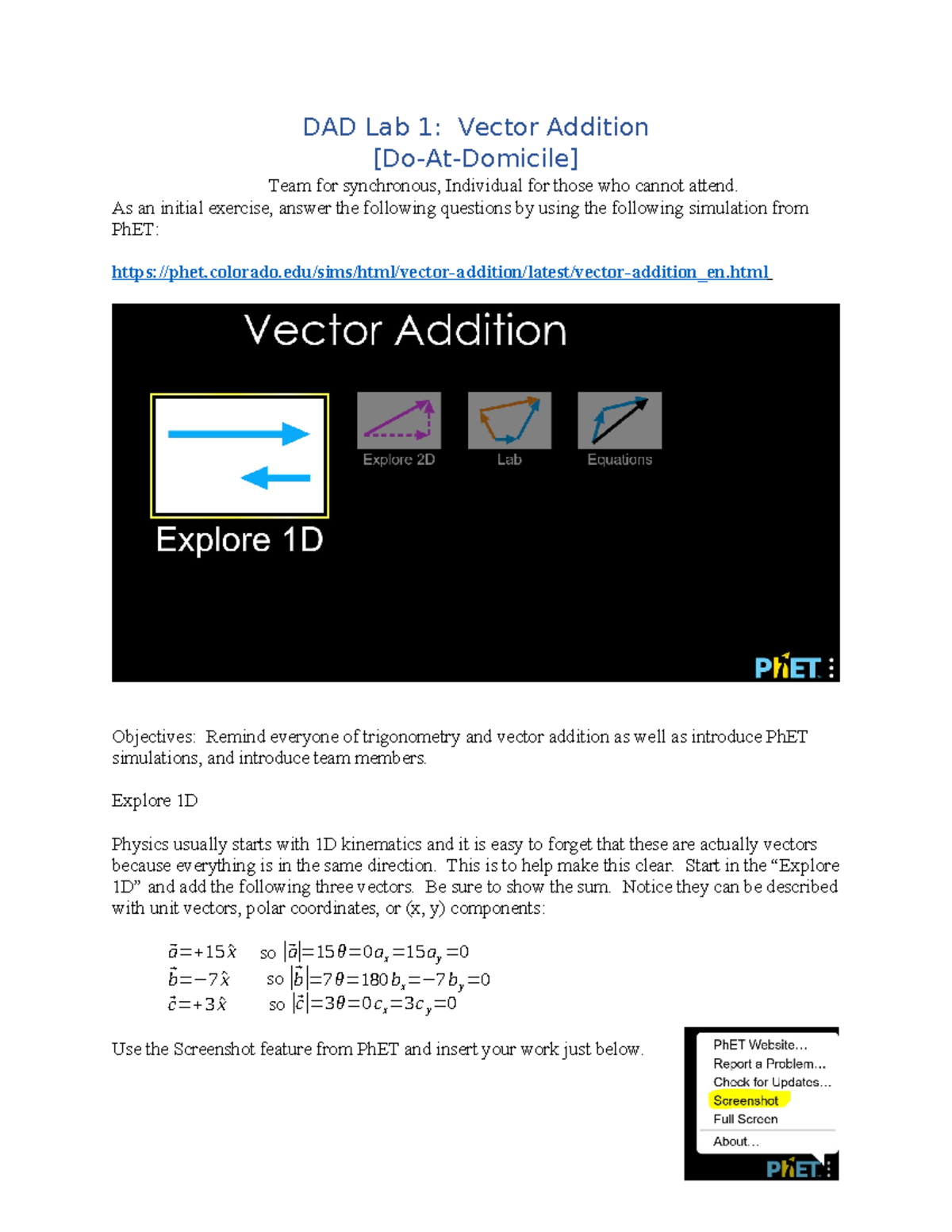 DAD Lab 1 Vector Addition - DAD Lab 1: Vector Addition [Do-At-Domicile] Team for synchronous ...
