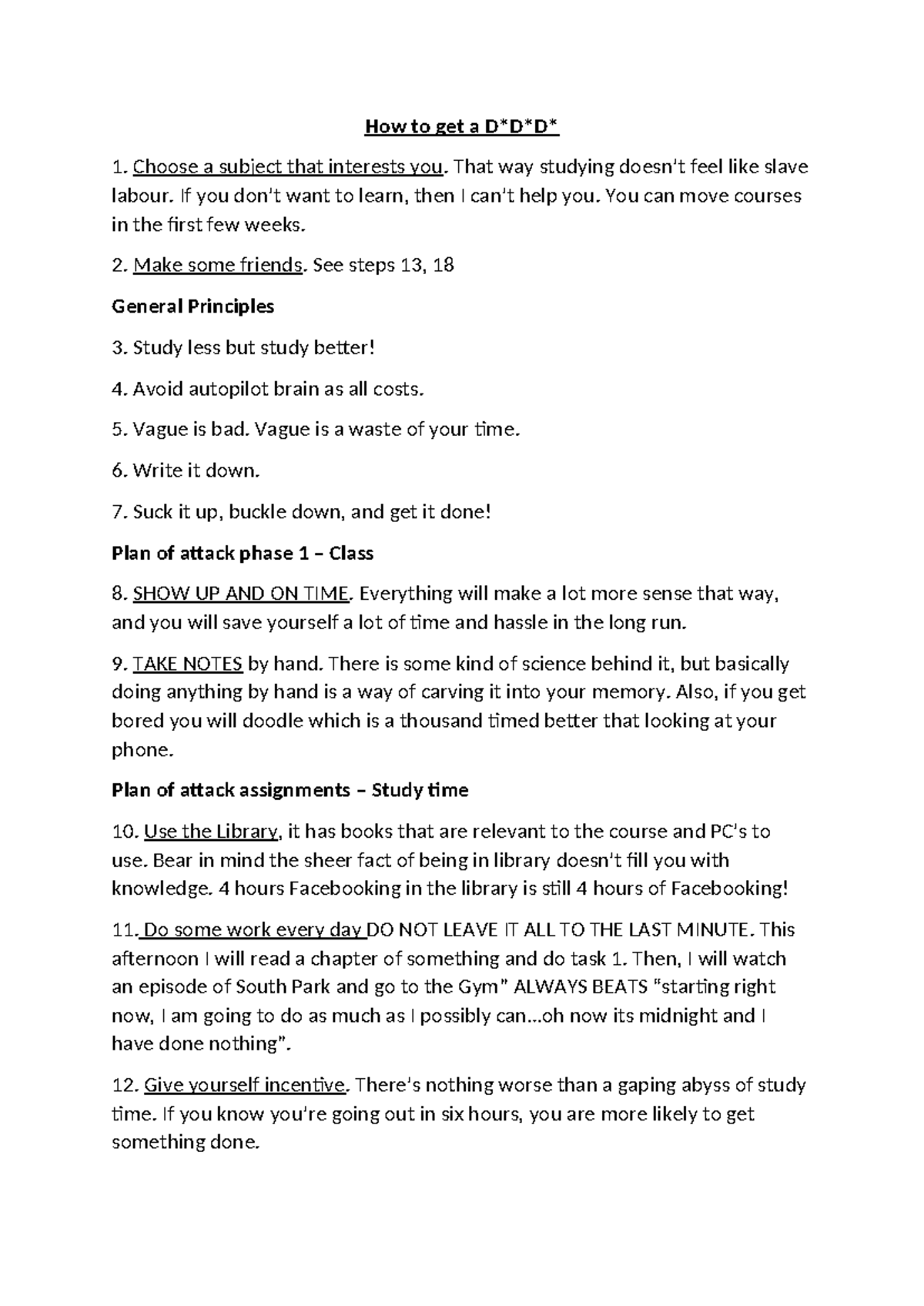 How to get top grades - rrrrrrrr - How to get a DDD* Choose a subject ...