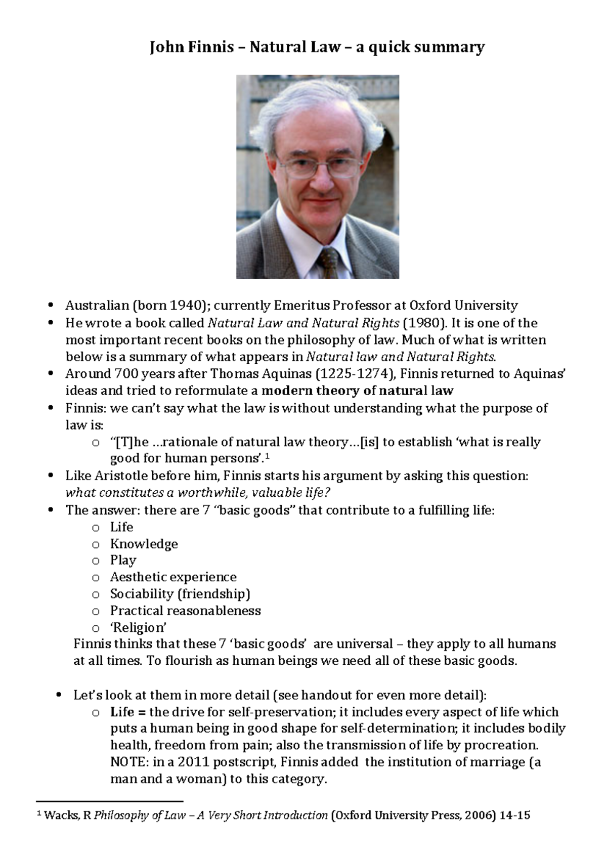 Johnfinnis Natural LAW - John Finnis – Natural Law – a quick summary ...
