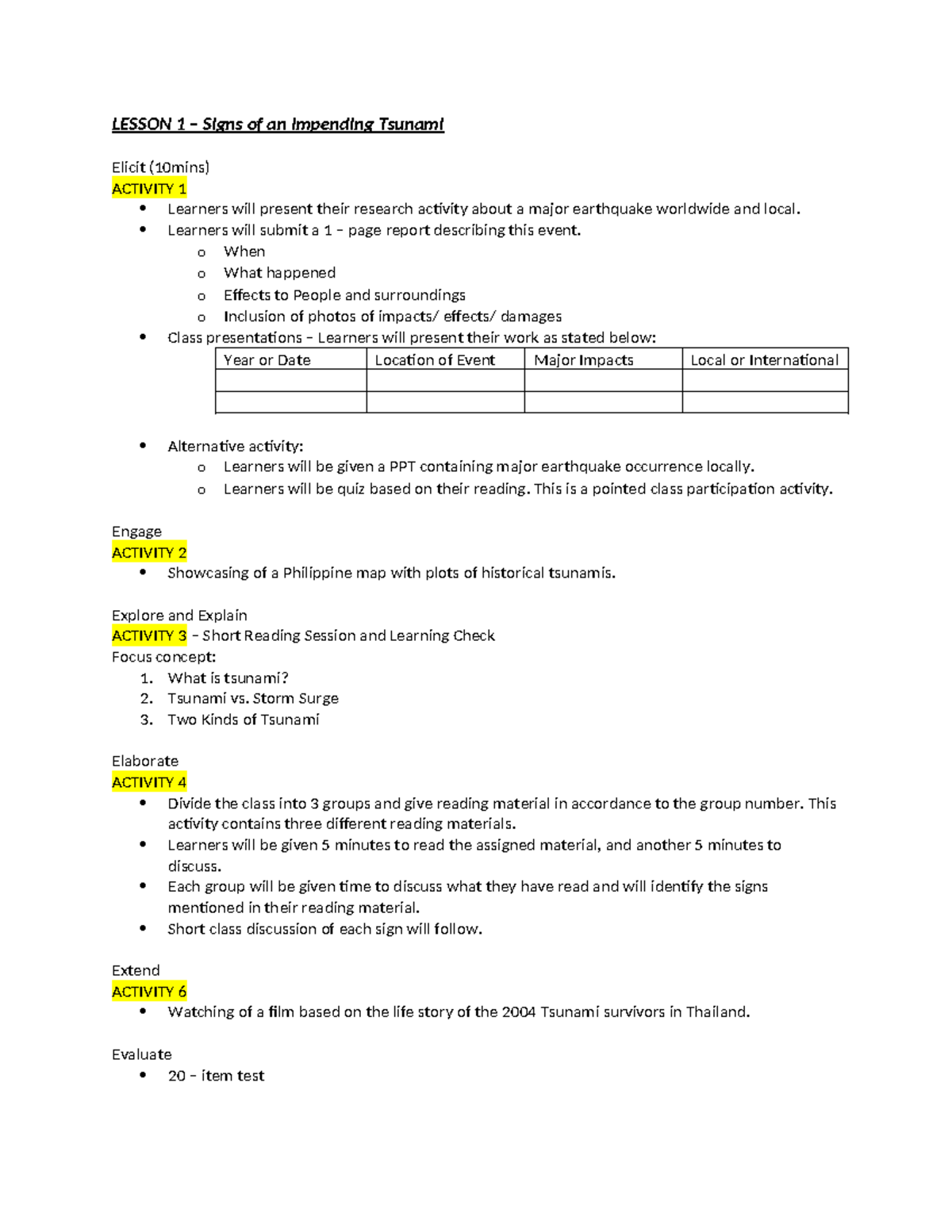Signs of an Impending Tsunami Lesson Draft - LESSON 1 – Signs of an ...