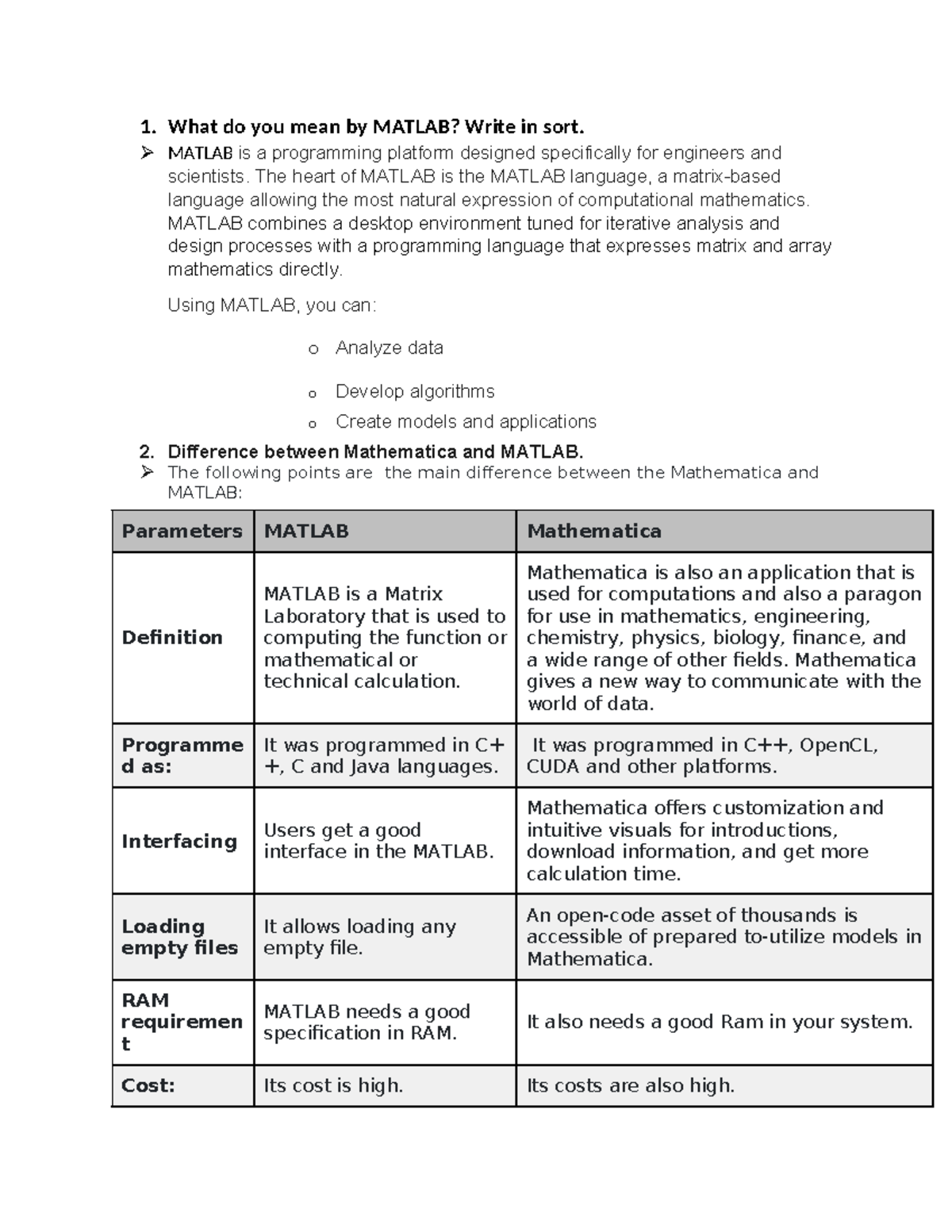 Matlab-II - Matlab - 1. What do you mean by MATLAB? Write in sort ...
