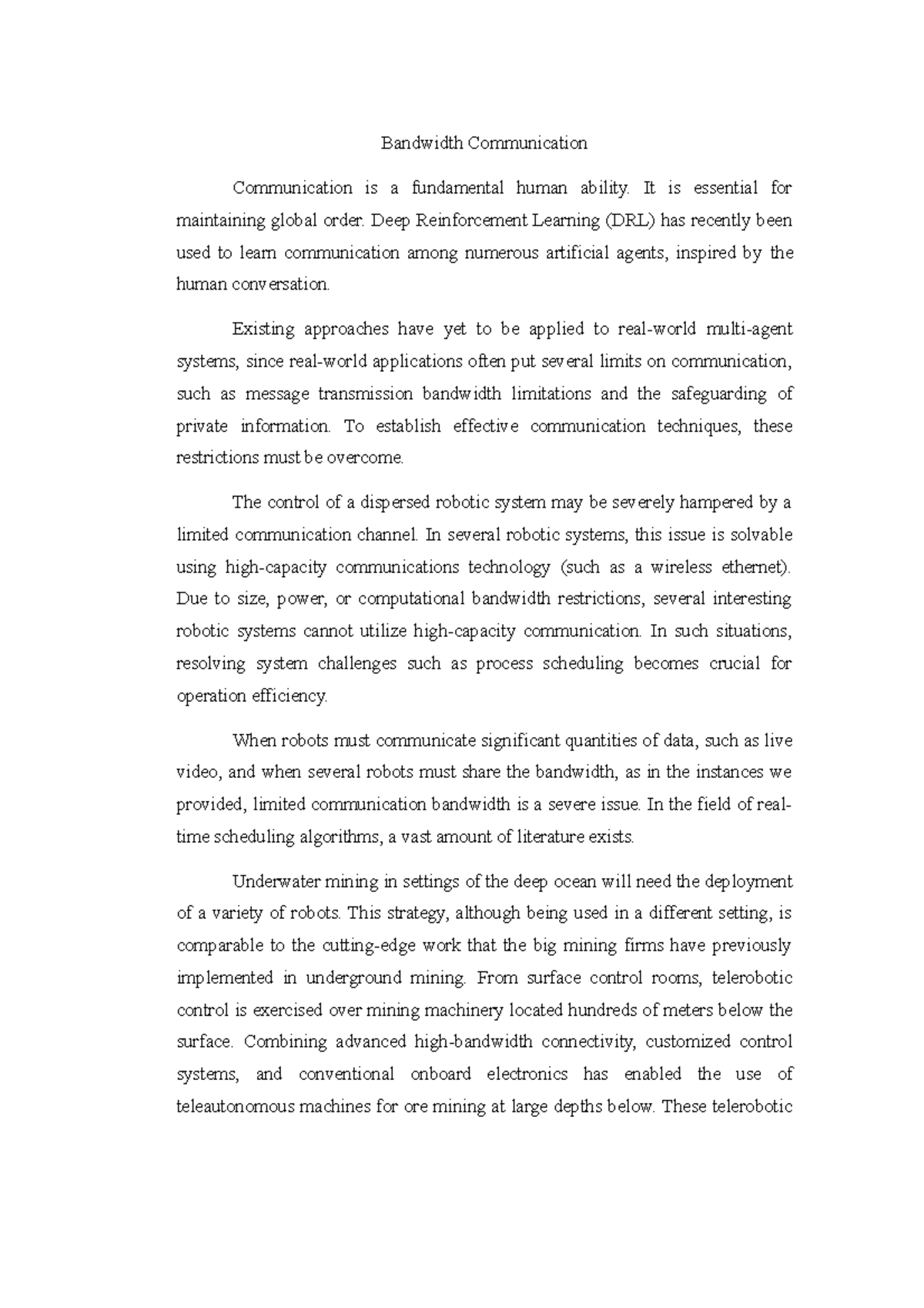 Bandwidth Communication - Bandwidth Communication Communication is a ...