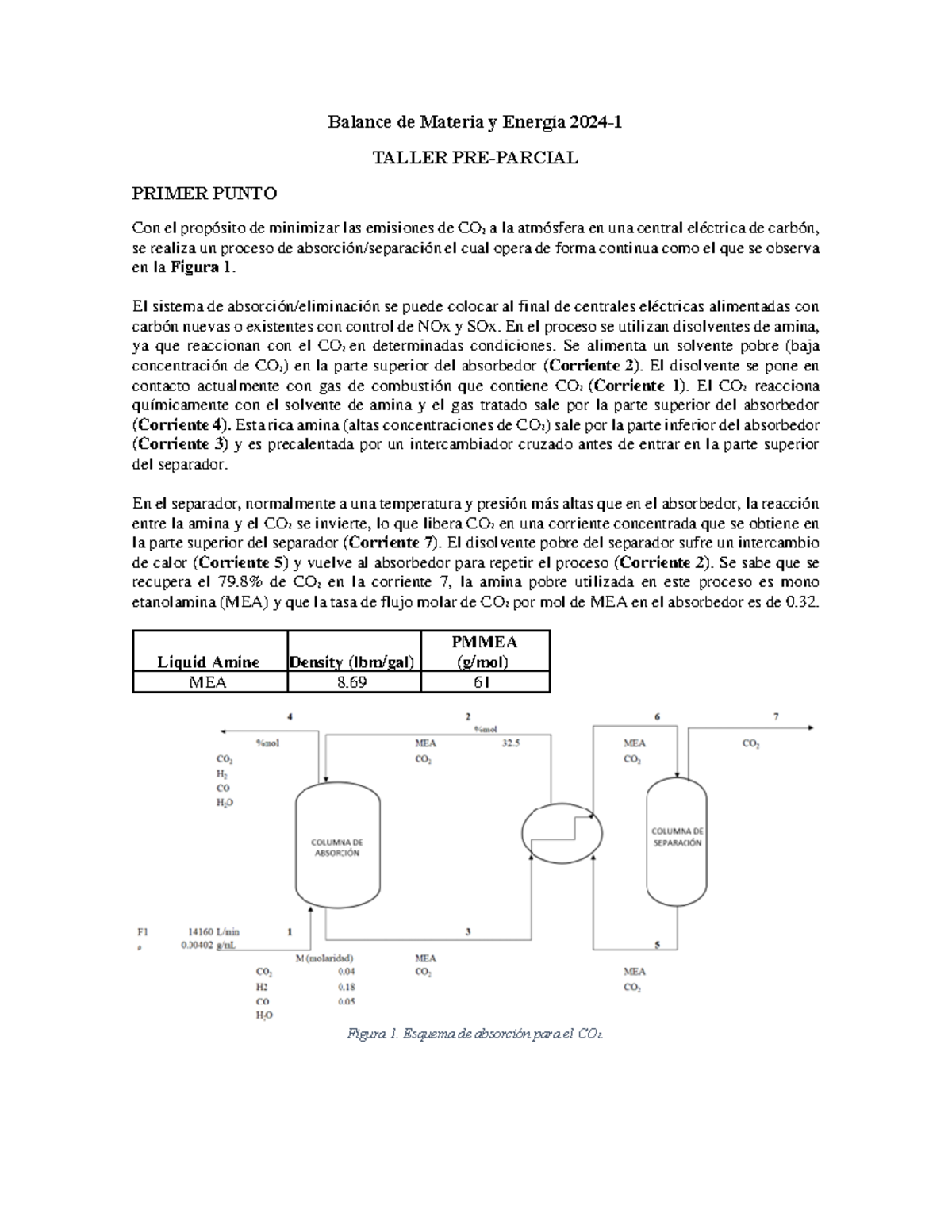 Preparcial Primer Corte 2024-1 - Balance de Materia y Energía 2024 - 1 ...