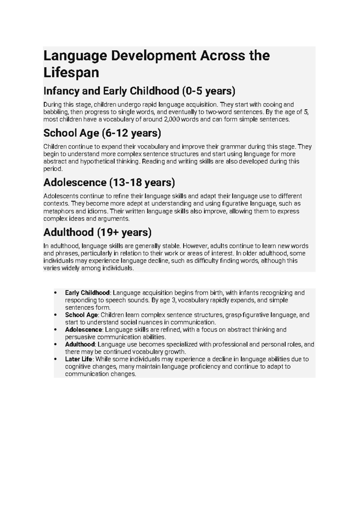 Language Development Across the Lifespan psyc taak - Language ...