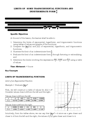 Handout - Week 1 - THE LIMIT OF A FUNCTION: Theorems and Examples Basic ...
