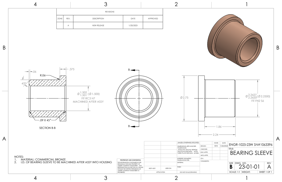 Assignment 2 Engineering Drawing - B B . 1. 1 ( 1) FIT RC3 H MACHINED ...
