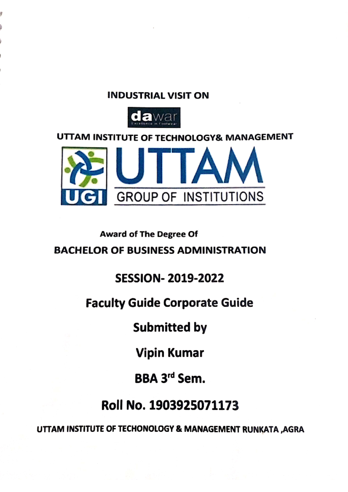 Industrial file project - bechlor of commerce - Studocu