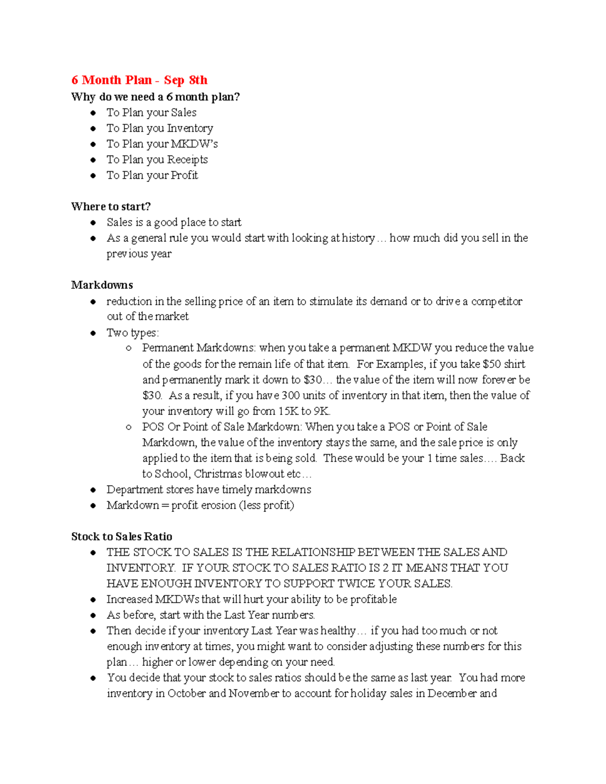 2020 FM325 Notes Notes docx 6 Month Plan Sep 8th Why Do We Need A