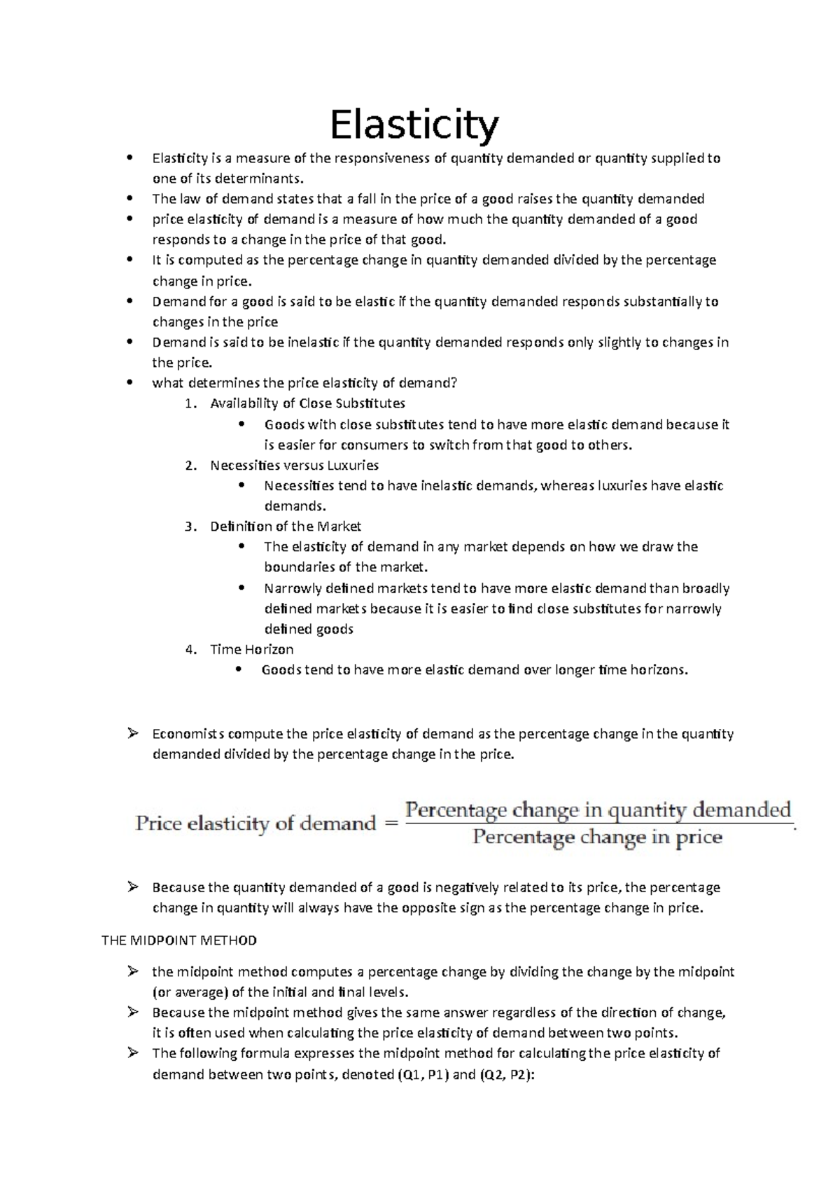 Eco notes - Economics - Elasticity Elasticity is a measure of the ...