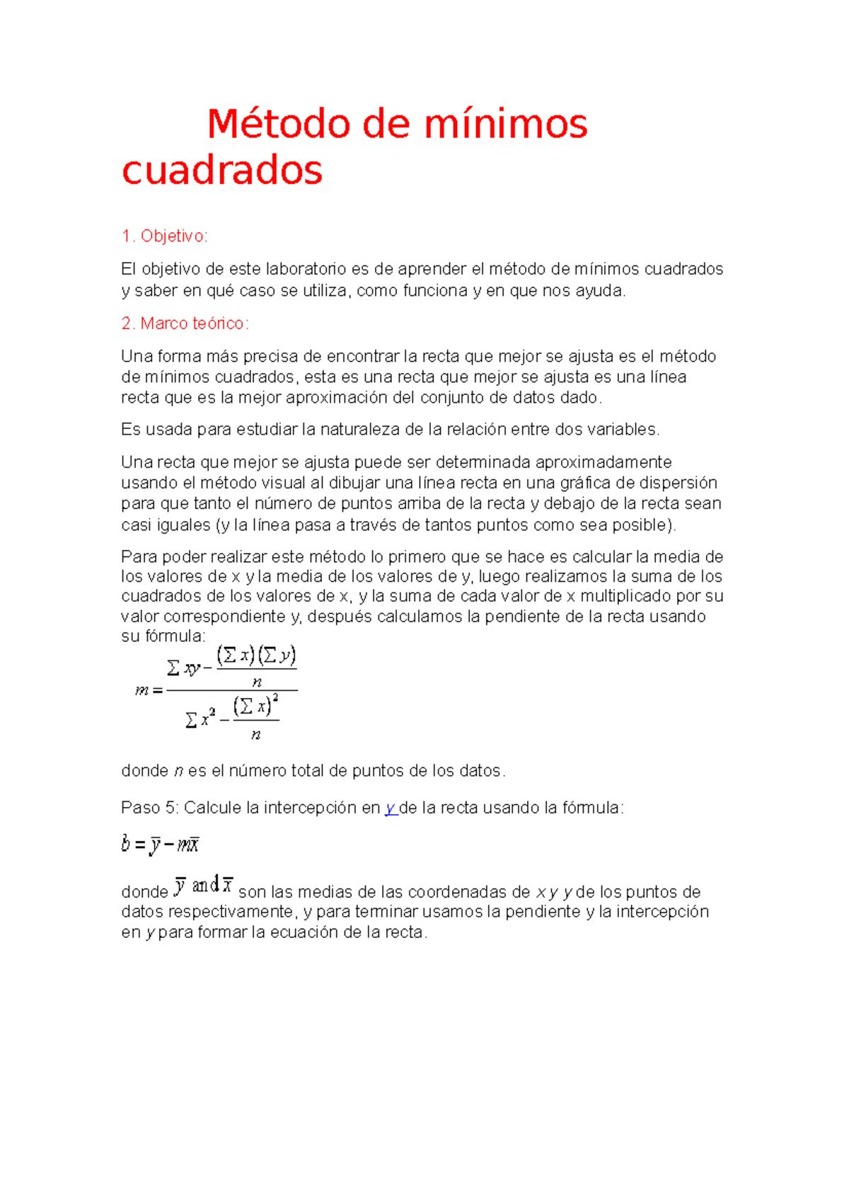 Método de mínimos cuadrado 1 - Método de mínimos cuadrados Objetivo: El ...