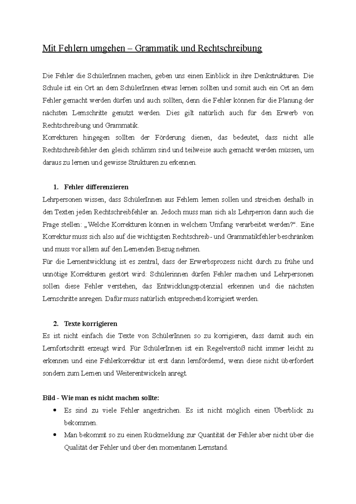 Mit Fehlern umgehen - Zusammenfassung des Textes Rechtschreibfehler ...