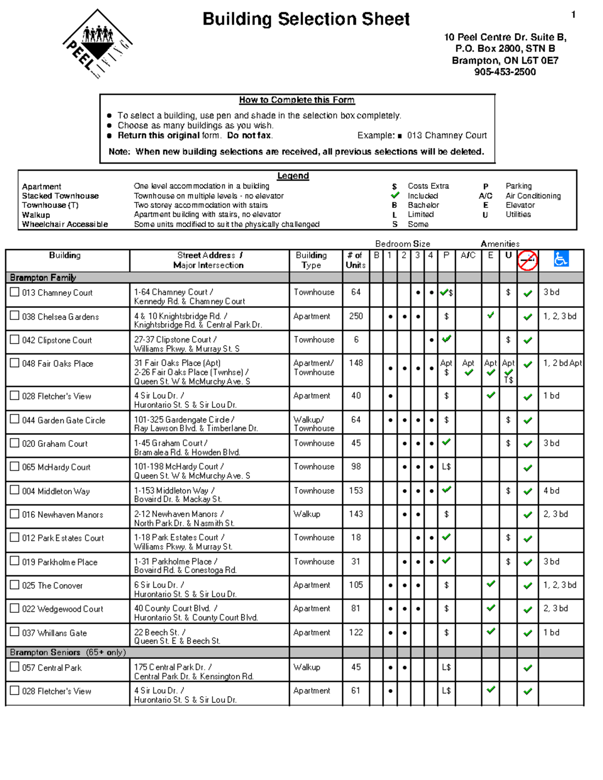 Pl building selection sheet - Building Selection Sheet 1 10 Peel Centre ...