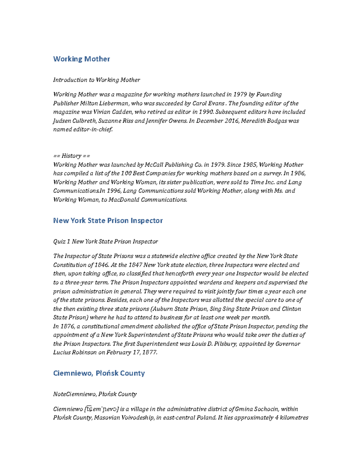 HIST123 Lecture-Note Working Mother - Working Mother Introduction to ...