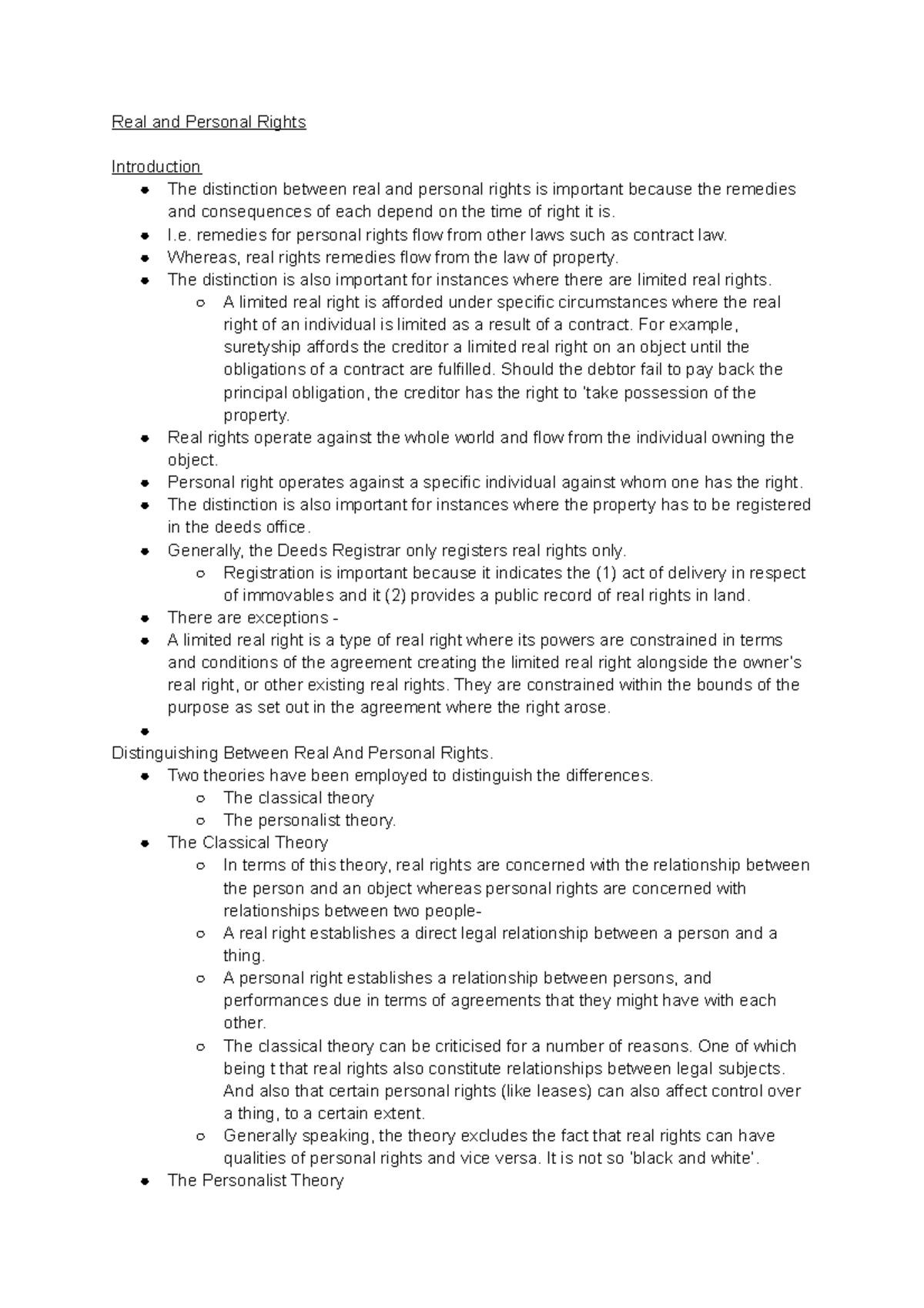 Real and Persona Rights - Real and Personal Rights Introduction The ...