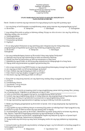 EPP 5 HE Unified Assessment 1 Final - Department of Education Region III- CENTRAL LUZON SCHOOLS ...