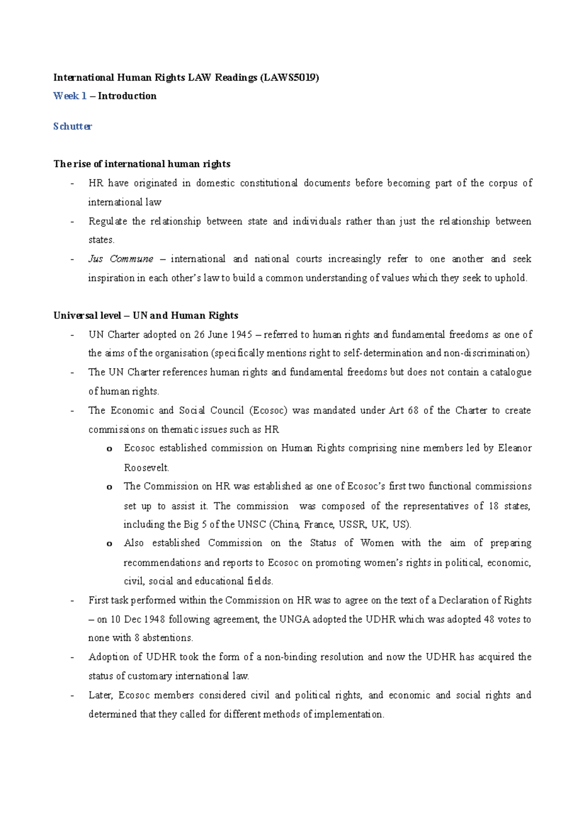 IHRL Readings - reading summaries from beginning of course ...