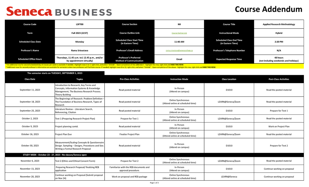 LSP700NII Addendum 2237(1) - Course Addendum Course Code LSP700 Course ...