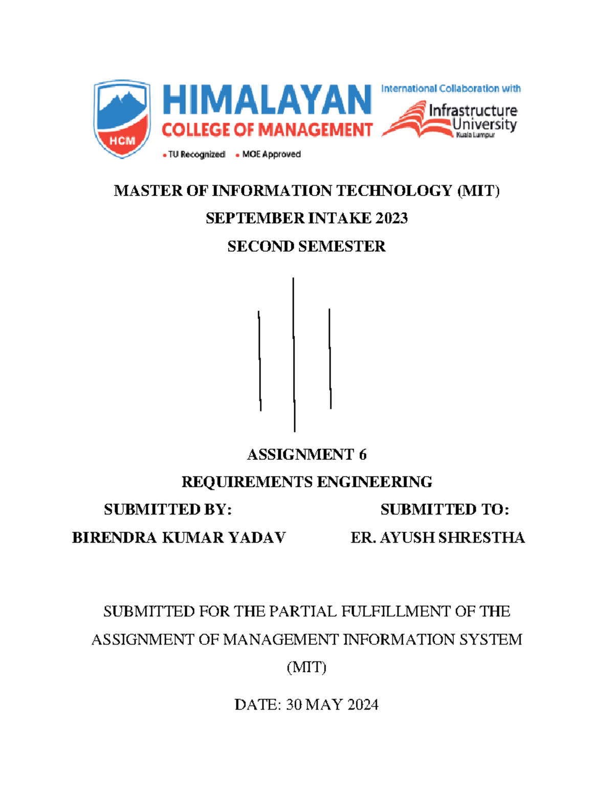 Assignment 6 - Summary Bachelors in computer Application - MASTER OF INFORMATION TECHNOLOGY (MIT ...