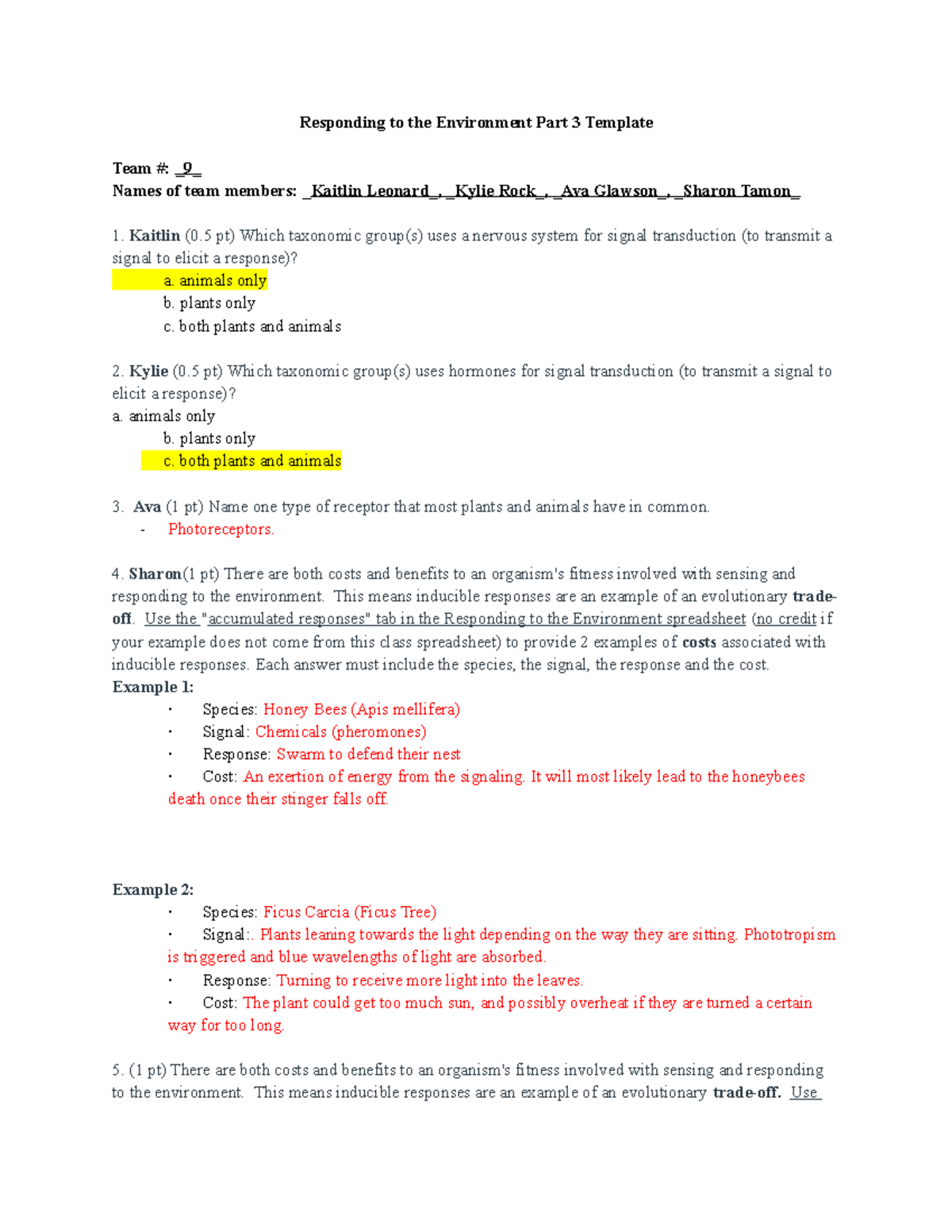 Responding to the Environment Part 3 due 4 6-2 - Responding to the ...
