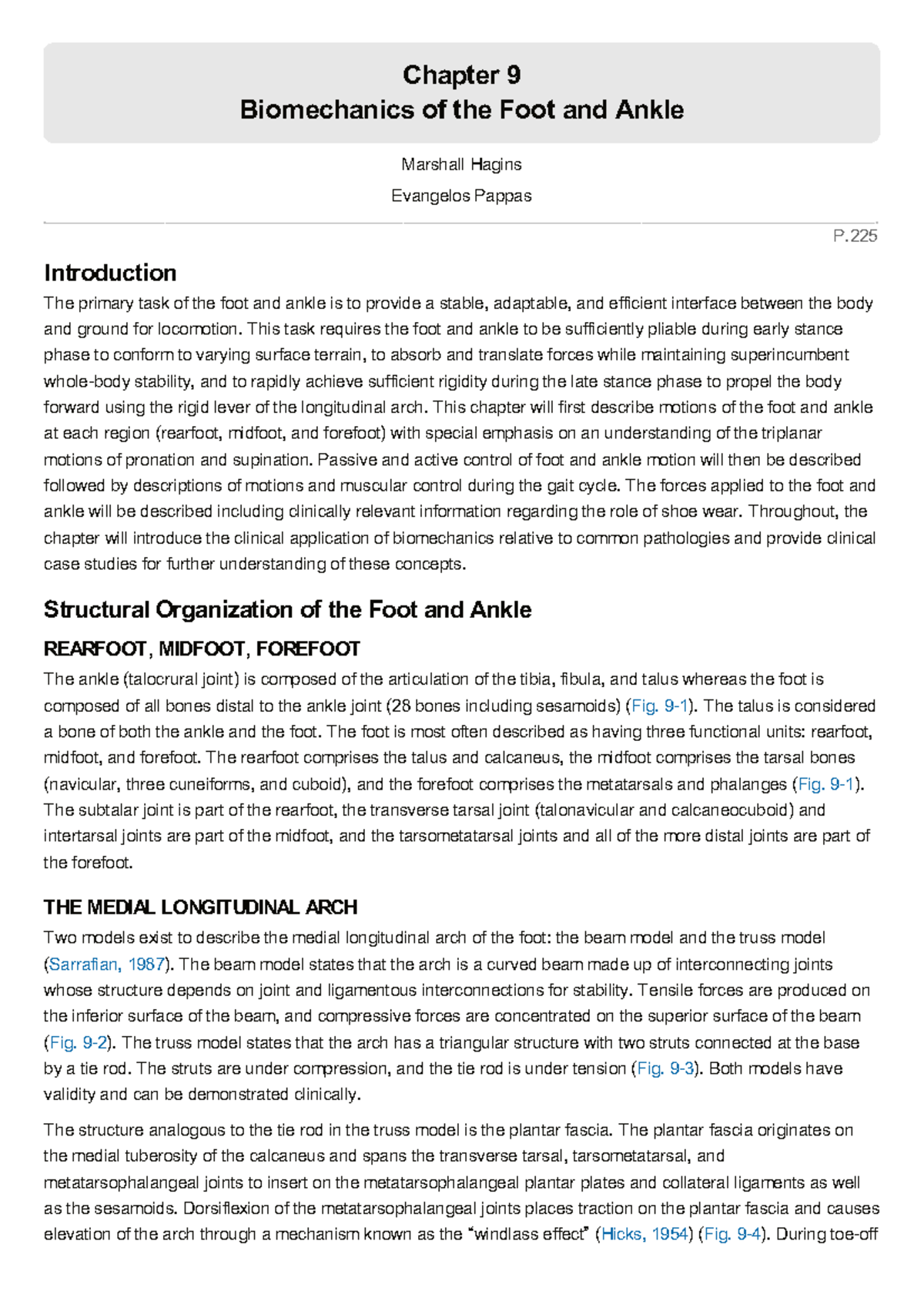 Foot and ankle - reading - P. Chapter 9 Biomechanics of the Foot and ...