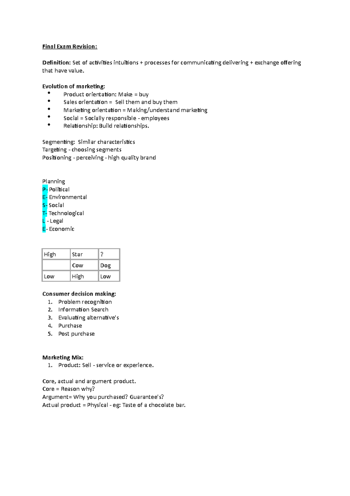 Final Exam Revision - Final Exam Revision: Definition: Set of ...