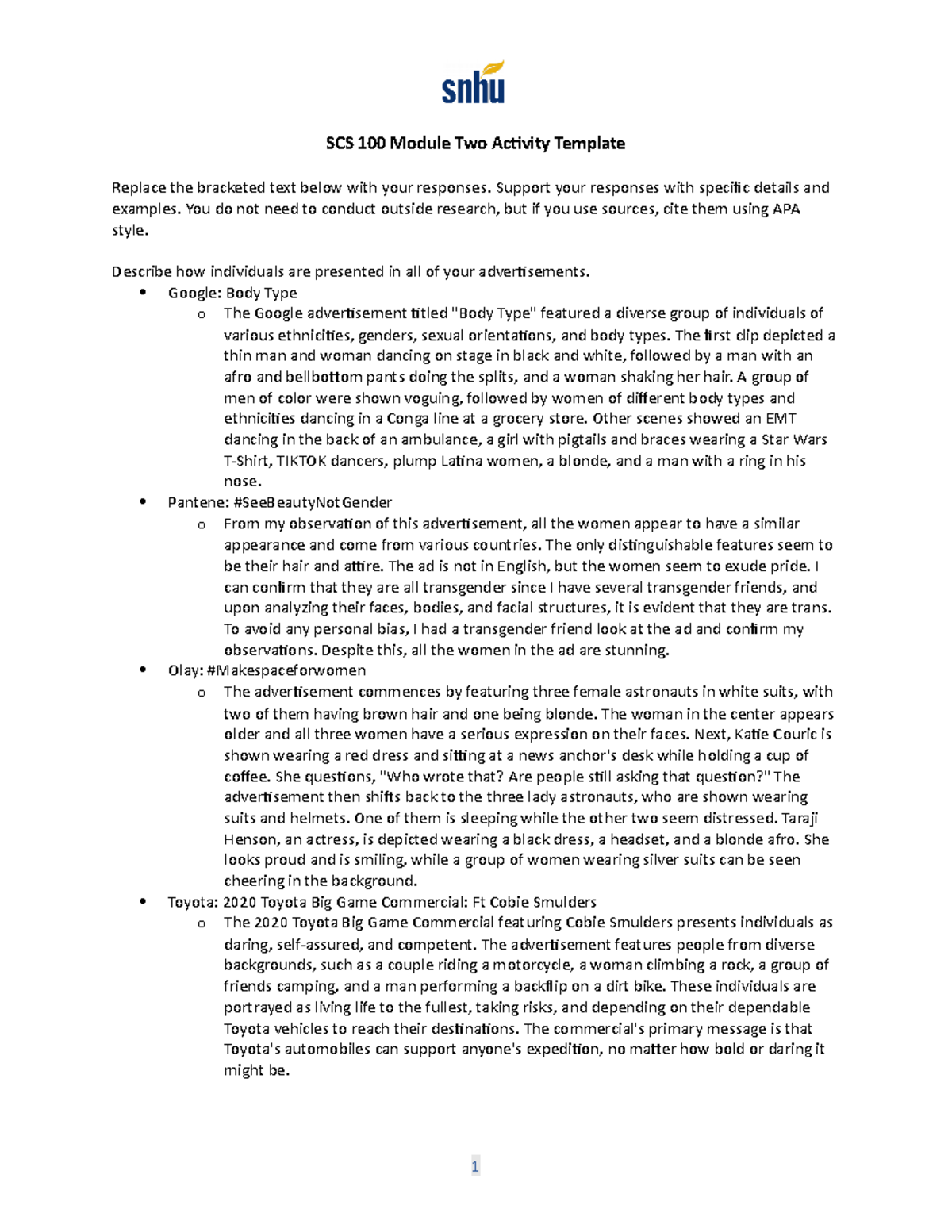 SCS 100 Module Two Activity Template - SCS 100 Module Two Activity ...