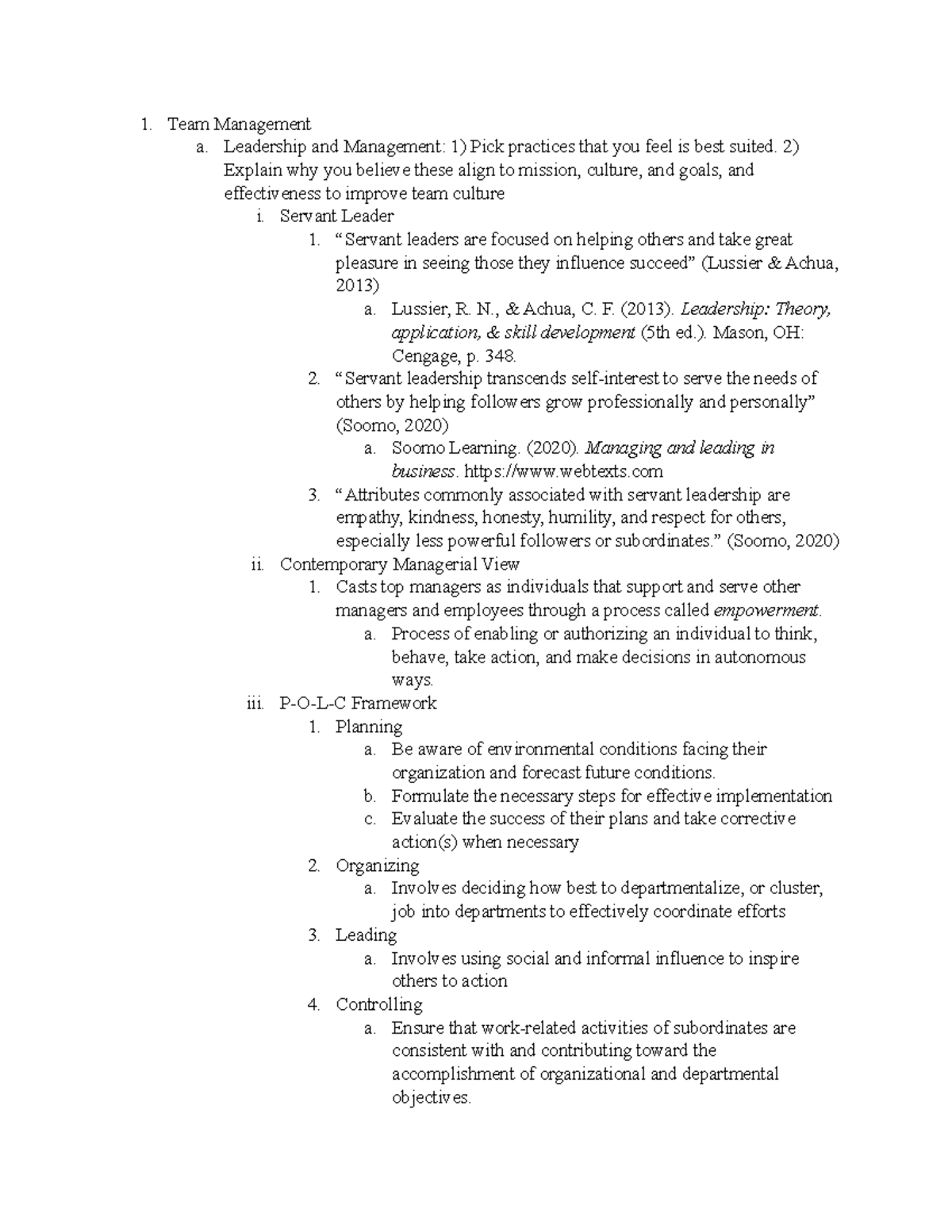 Team Management Lecture Notes - Team Management a. Leadership and ...